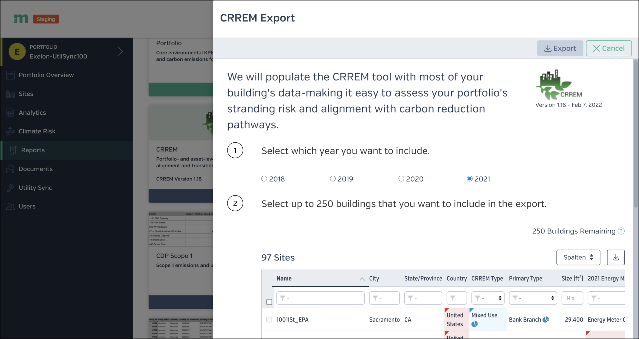 Spotlight: CRREM (Carbon Risk Real Estate Monitor) Export