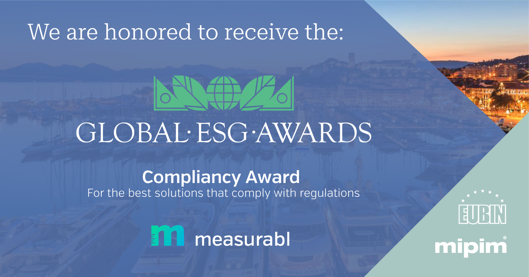 Measurabl Receives Global ESG Compliancy Award at MIPIM 2026 - Measurabl